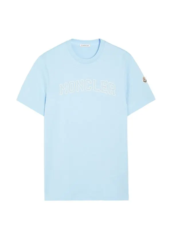 Moncler Logo Cotton T-shirt - Celeste