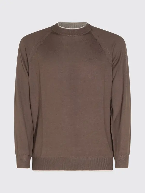 Eleventy Long-sleeved Crewneck Jumper In Pure Wool With Ribbed Trims