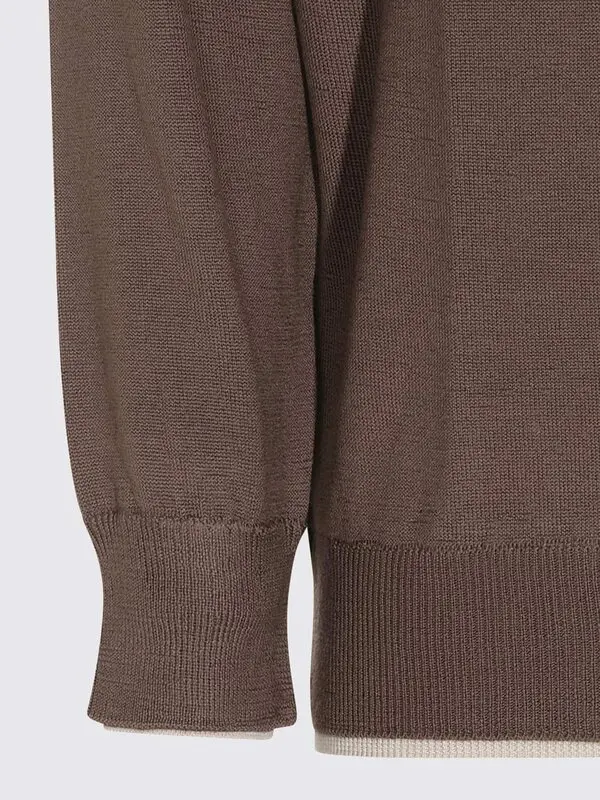 Eleventy Long-sleeved Crewneck Jumper In Pure Wool With Ribbed Trims