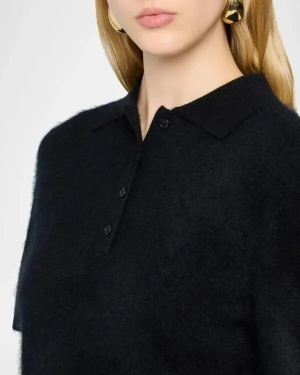 Majestic Filatures Fuzzy Cashmere Polo Shirt - Noir