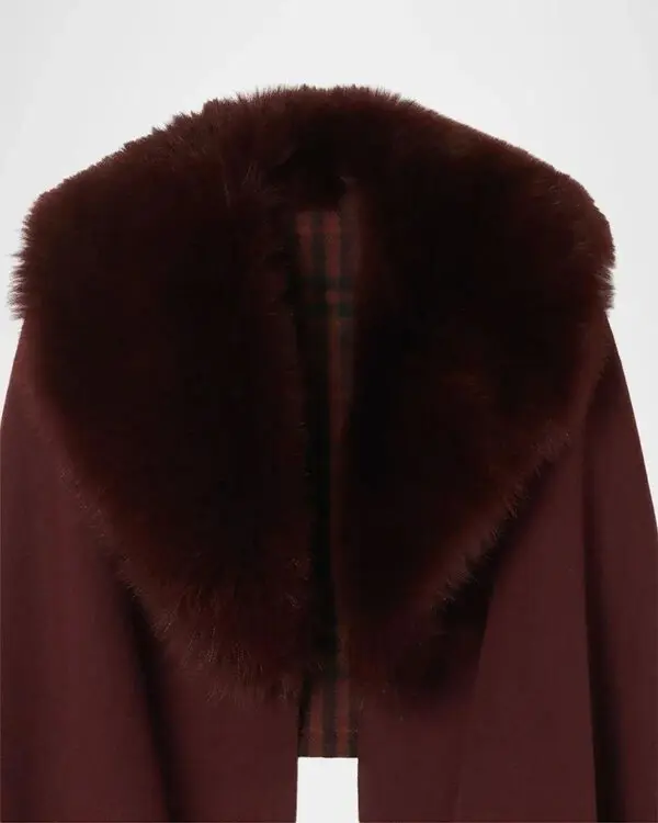 Burberry Shearling Trim Wool-cashmere Scarf - Dark Garne
