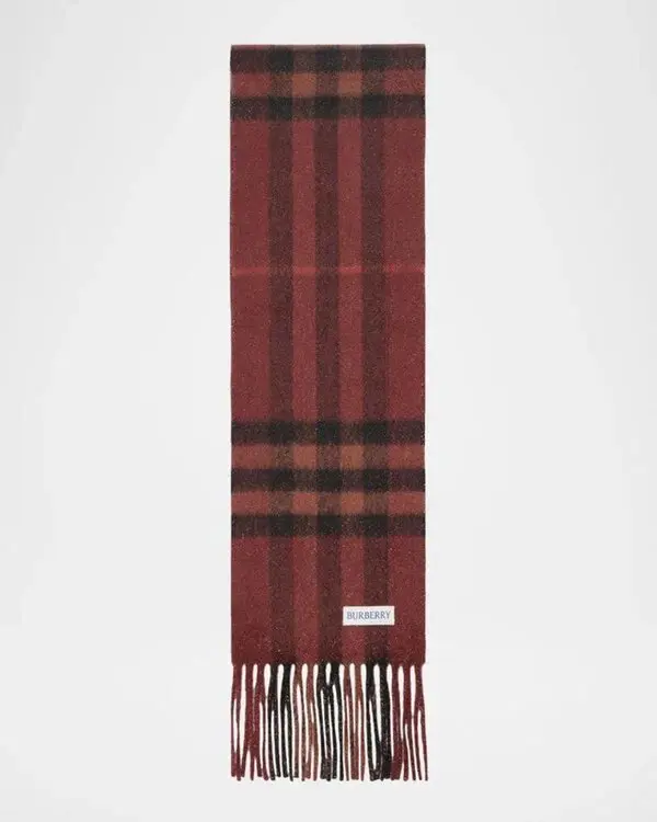 Burberry Check Metallic Cashmere-blend Scarf - Dark Garne