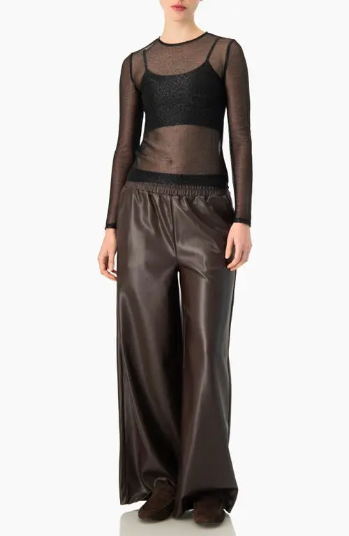 IVONNE Fine Mesh Sheer Long Sleeve Blouse