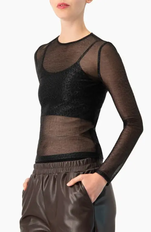 IVONNE Fine Mesh Sheer Long Sleeve Blouse