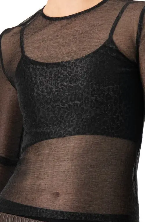 IVONNE Fine Mesh Sheer Long Sleeve Blouse