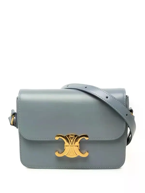 Celine 2021 Teen Shiny Calfskin Triomphe Crossbody Bag - Grey