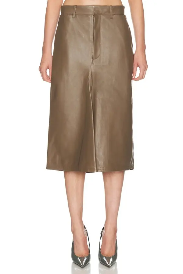 Victoria Beckham Kick Detail Leather Skirt