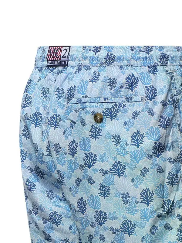 MC2 SAINT BARTH Lighting Coral-print Drawstring Swim Shorts - Blue