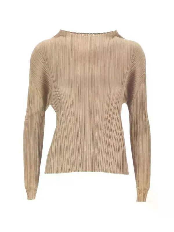 Issey Miyake Monthly Colours October Pleated Long-sleeved Blouse - Neutrals