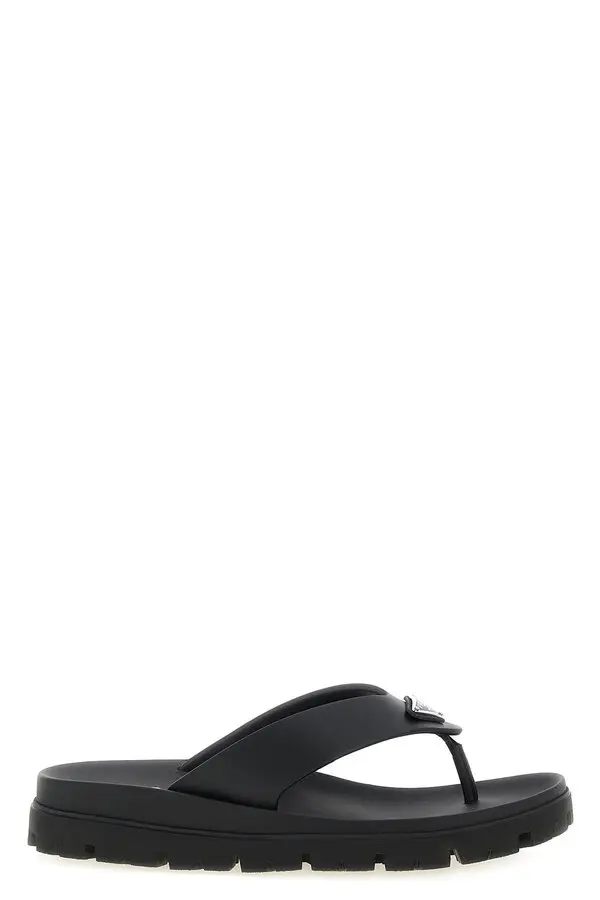 Prada Matte Rubber Thong Sandal - Black