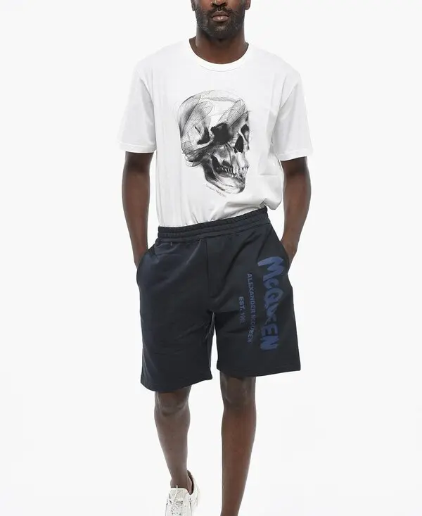 Alexander McQueen Elastic-waist Shorts With Printed Logo