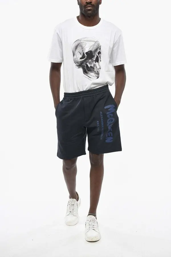 Alexander McQueen Elastic-waist Shorts With Printed Logo