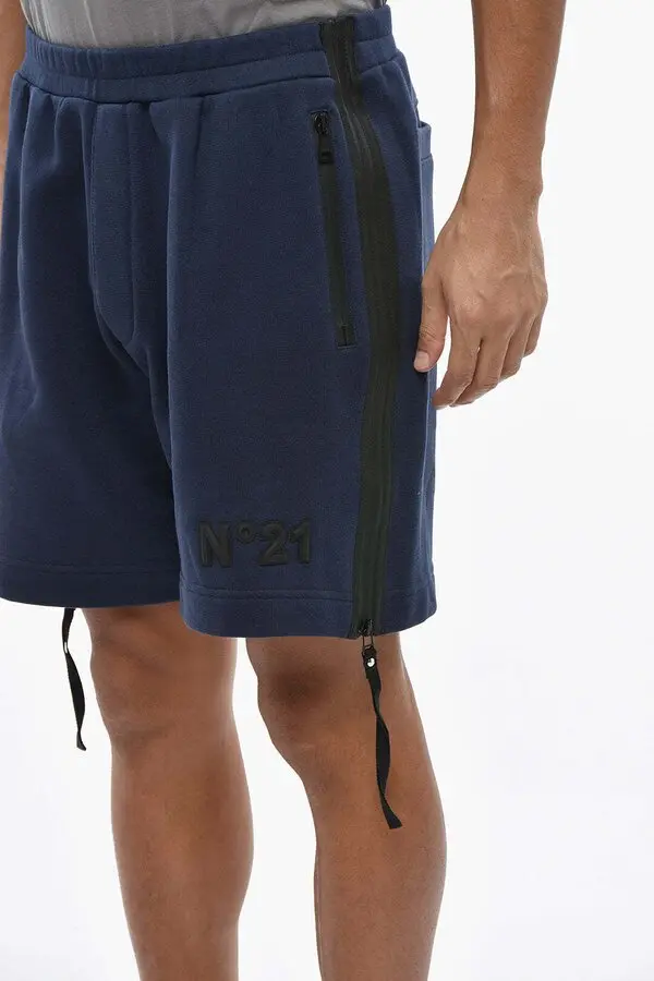 N.21 Side-zip Embossed Logo Shorts