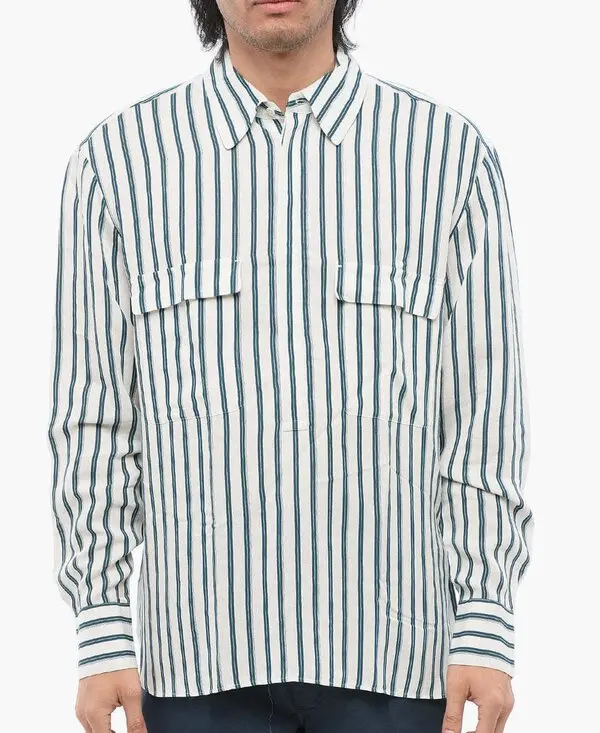 PT TORINO Striped Shirt With Double Chest Pockets