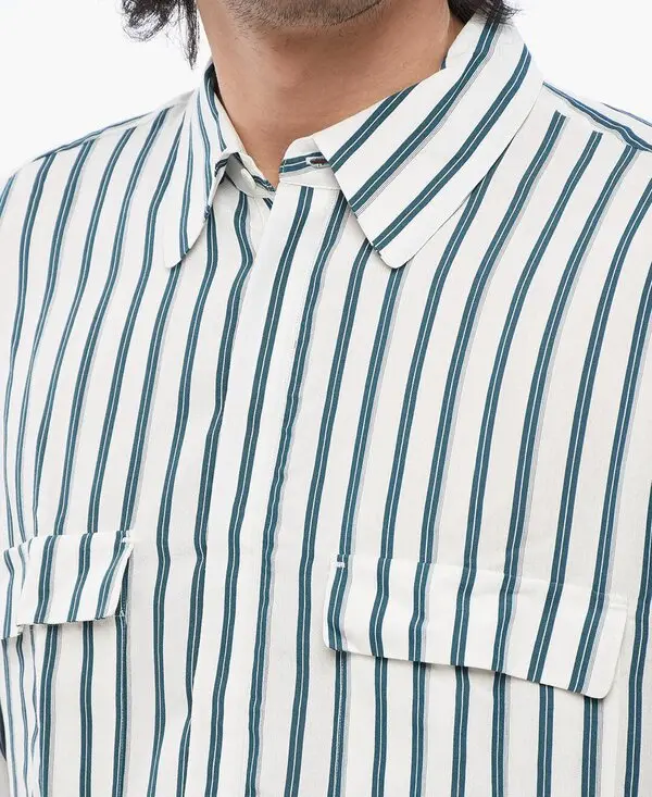 PT TORINO Striped Shirt With Double Chest Pockets