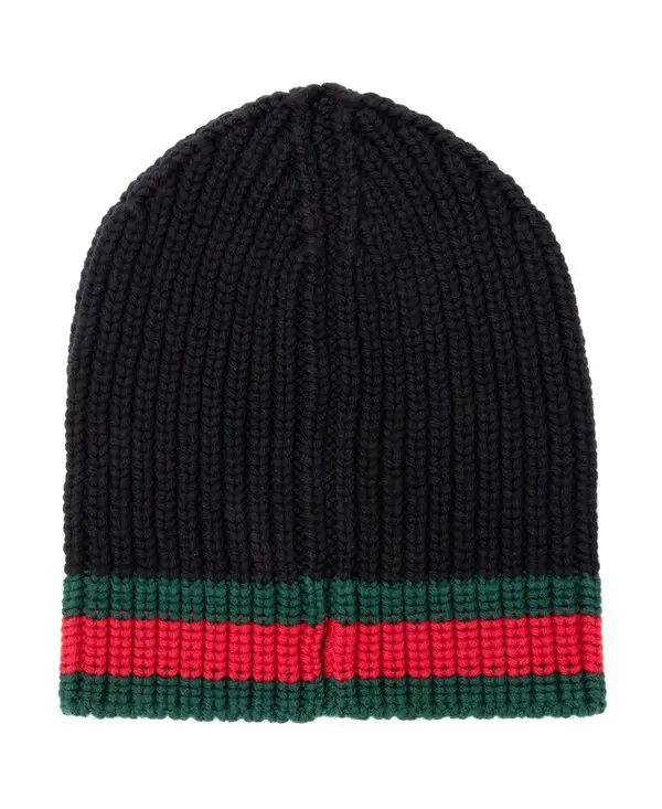 Gucci Sylvie Web Ribbed Knit Beanie