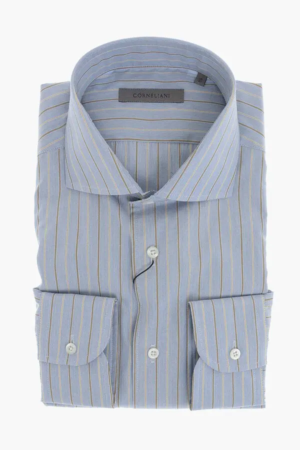 Corneliani Striped French-collar Shirt