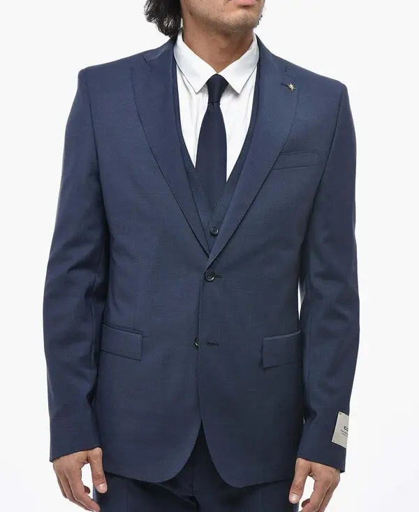 Corneliani Logo-patch Three-piece Wool Suit
