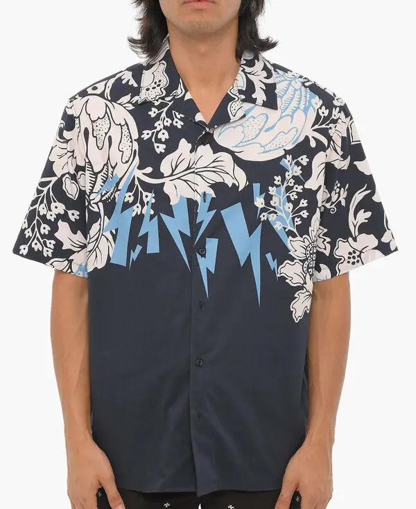 Neil Barrett Hawaiian Bolts Loose-fit Shirt