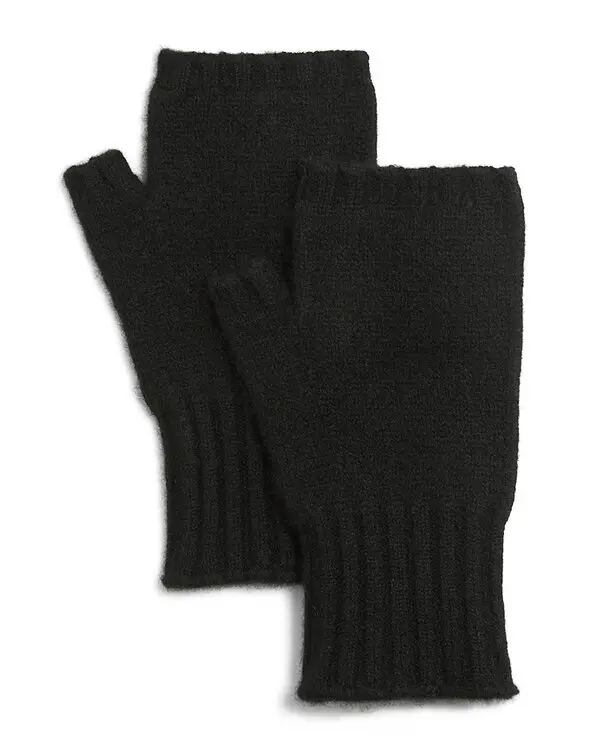 Vince Cashmere Knit Fingerless Mittens - Black