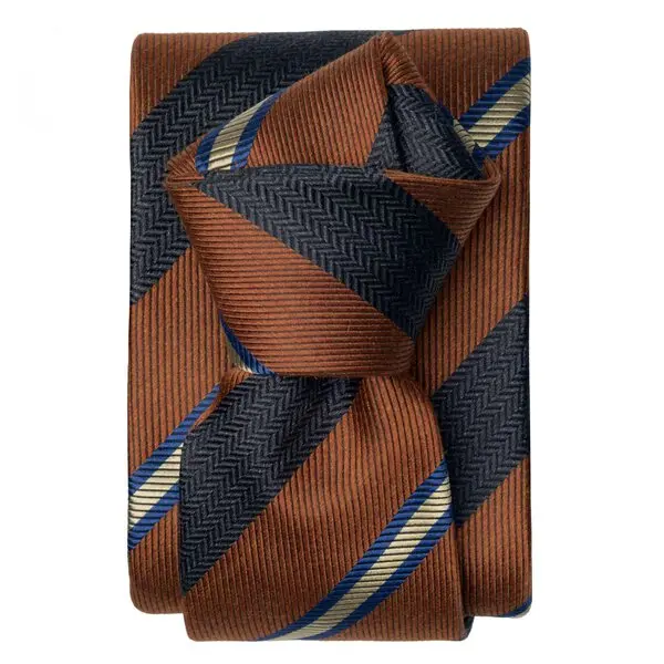 ELIZABETTA MADE IN ITALY Flaminia Silk Jacquard Tie Rust