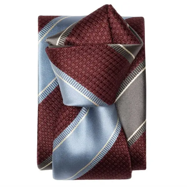 ELIZABETTA MADE IN ITALY Ferrari Silk Jacquard Tie Burgundy & Blue