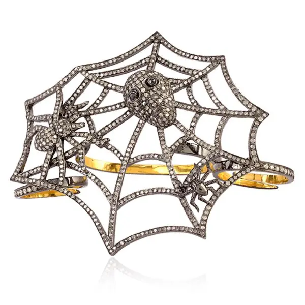 ARTISAN Diamond Spider Web Four-finger Ring In 18k Yellow & Silver - Gold