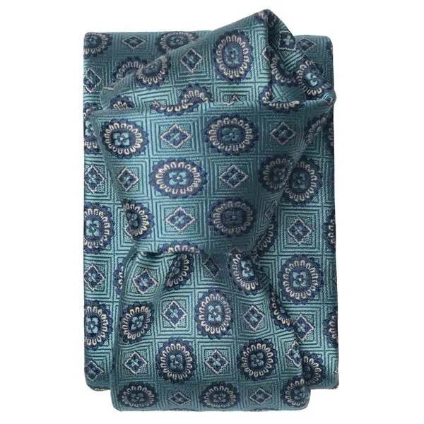 ELIZABETTA MADE IN ITALY Ercole Silk Jacquard Tie Teal