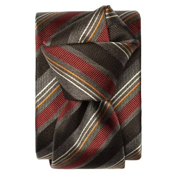 ELIZABETTA MADE IN ITALY Espada Silk Jacquard Tie Steel & Burgundy