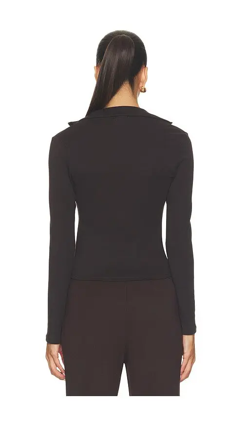 Donni. The Baby Rib Zip-up Tee In Chocolate
