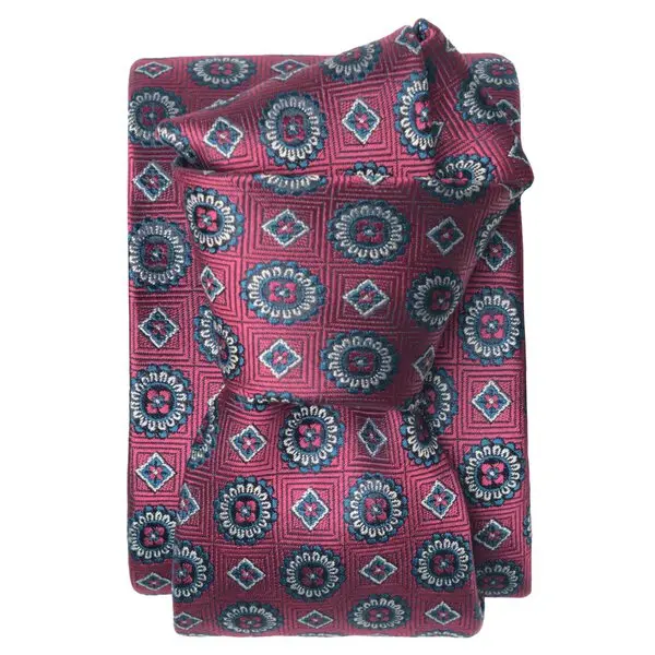 ELIZABETTA MADE IN ITALY Ercole Silk Jacquard Tie Raspberry
