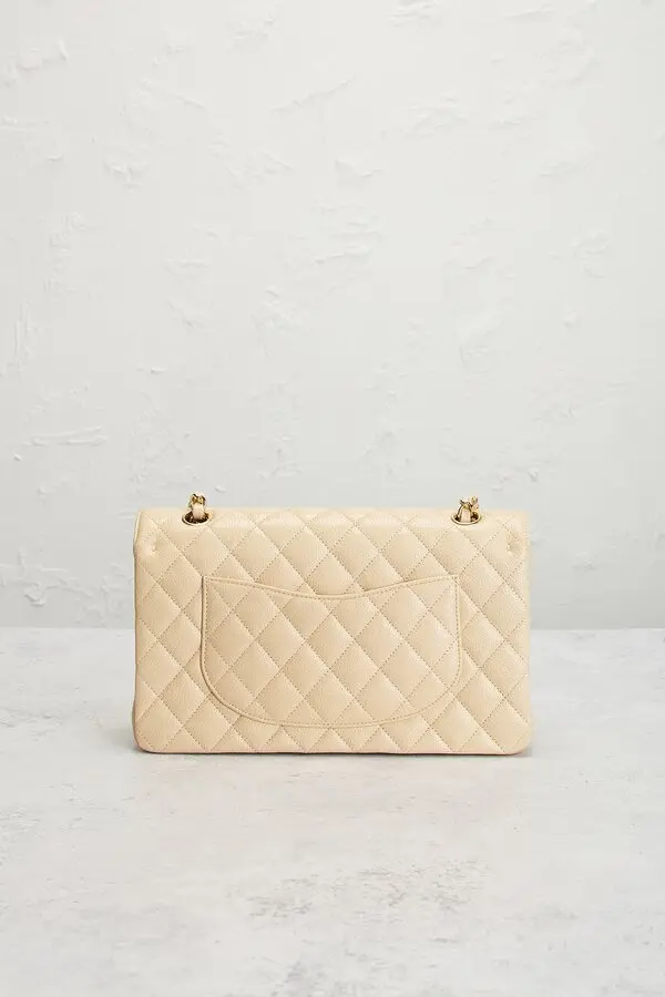 Chanel Caviar Medium Classic Double Flap Bag In Beige