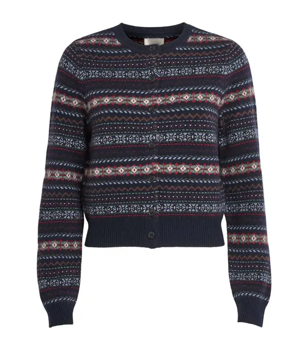DÔEN Wool-blend Fair Isle Faustine Cardigan - Navy