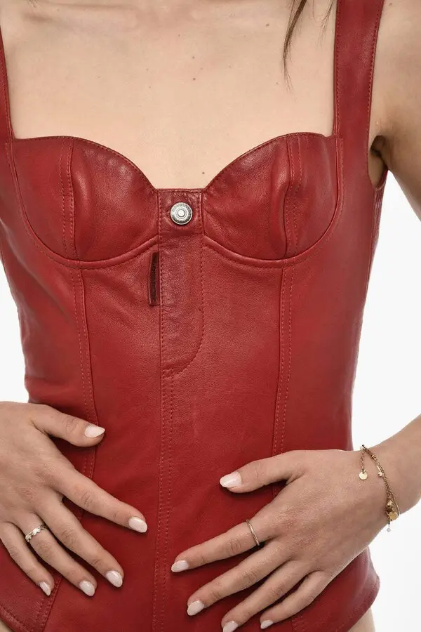 Dsquared2 Logo-button Leather Bodysuit
