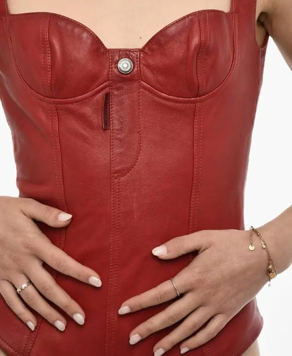 Dsquared2 Logo-button Leather Bodysuit