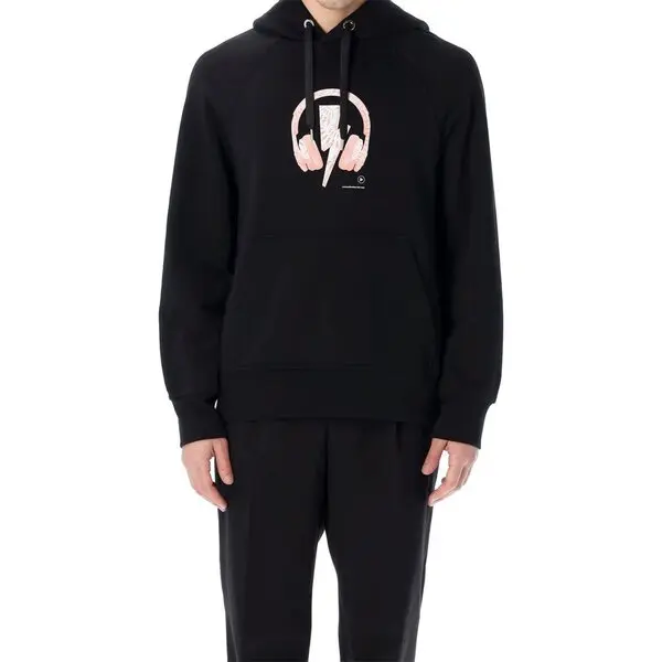 Neil Barrett D.j. Bolt Printed Logo Hoodie - Black