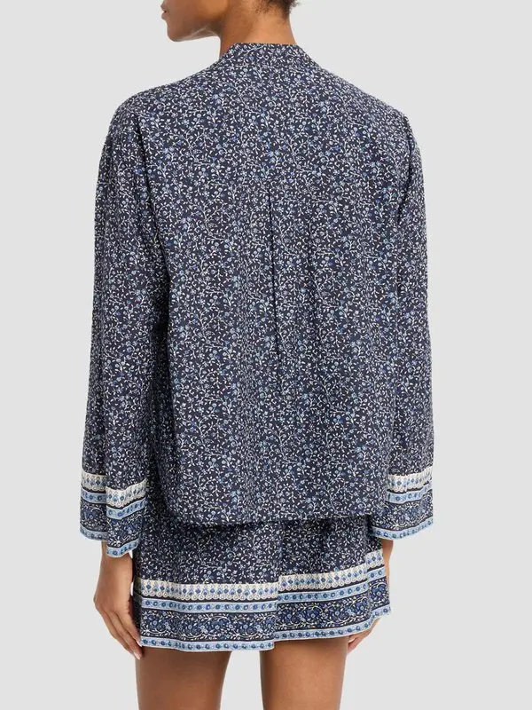 Veronica Beard Cyra Floral V-neck Blouse