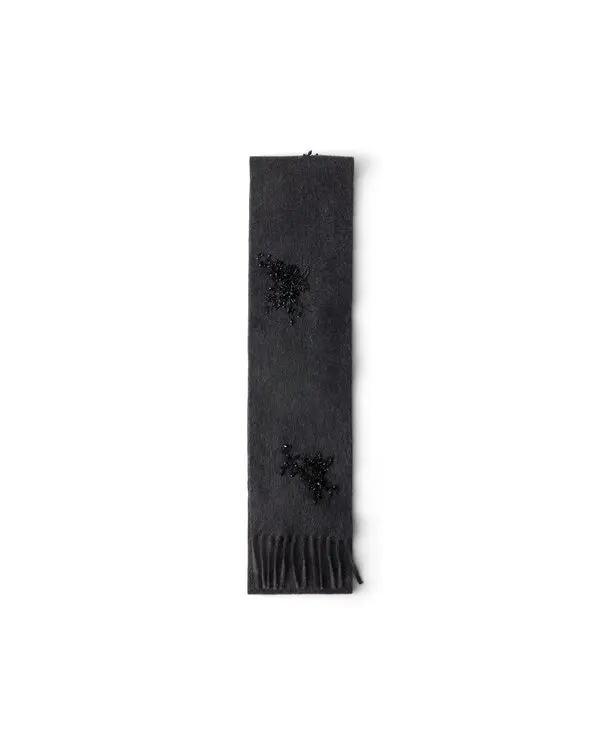 Prada Embroidered Cashmere Scarf - Grey