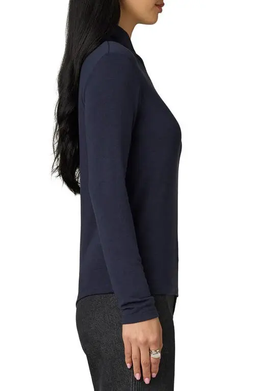 Wit & Wisdom Surplus Mock Neck Long Sleeve Top - Navy