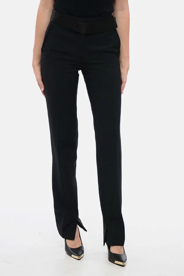 Stella McCartney Satin-band Wool-blend Trousers - Black