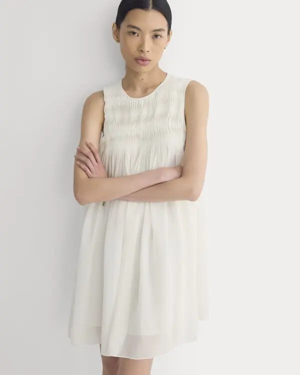 Everlane Twisted Pleated Mini Dress - Bone