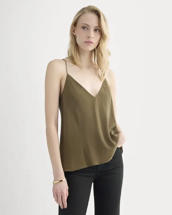 Everlane Tie Back Cami Top In Washable Silk - Beech