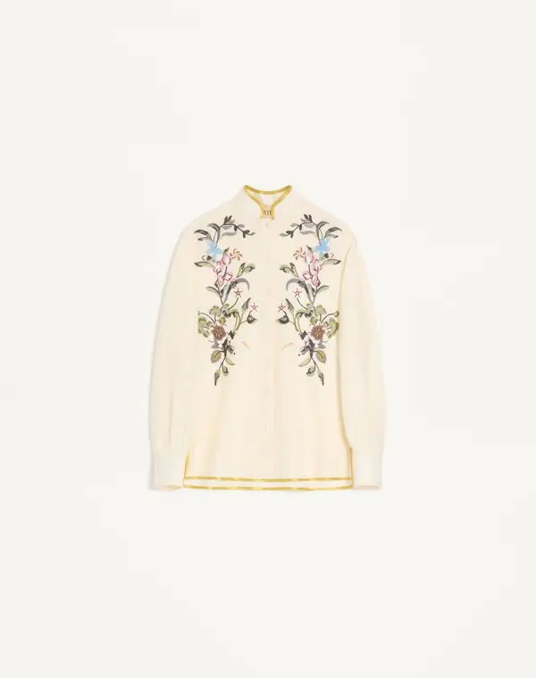 Valentino Garavani Embroidered Linen Shirt - Ivory