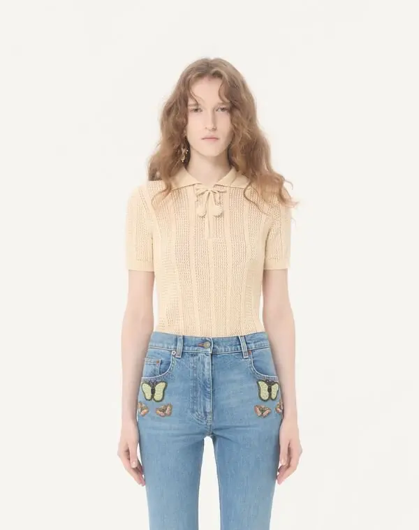 Valentino Garavani Embroidered Cotton Knit Polo