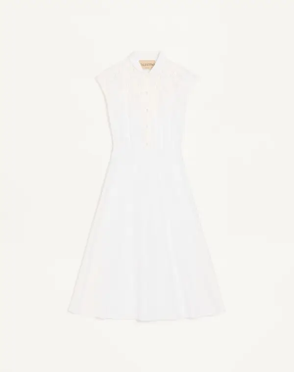 Valentino Garavani Embroidered Poplin Midi Dress - White