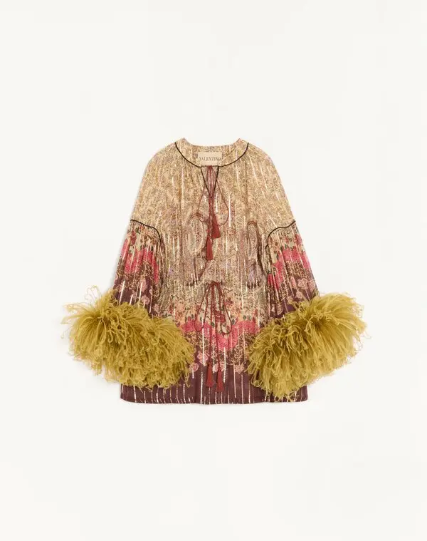 Valentino Garavani Pekin Voyage Imaginaire Paisley Print Blouse With Feather Trim - Multicolour