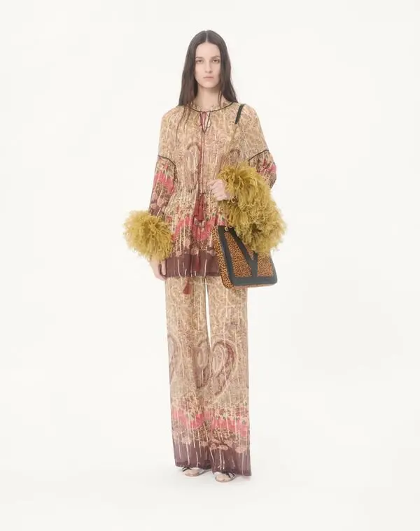 Valentino Garavani Pekin Trousers With Voyage Imaginaire Paisley Print - Multicolour