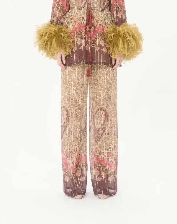 Valentino Garavani Pekin Trousers With Voyage Imaginaire Paisley Print - Multicolour