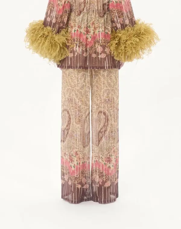 Valentino Garavani Pekin Trousers With Voyage Imaginaire Paisley Print - Multicolour