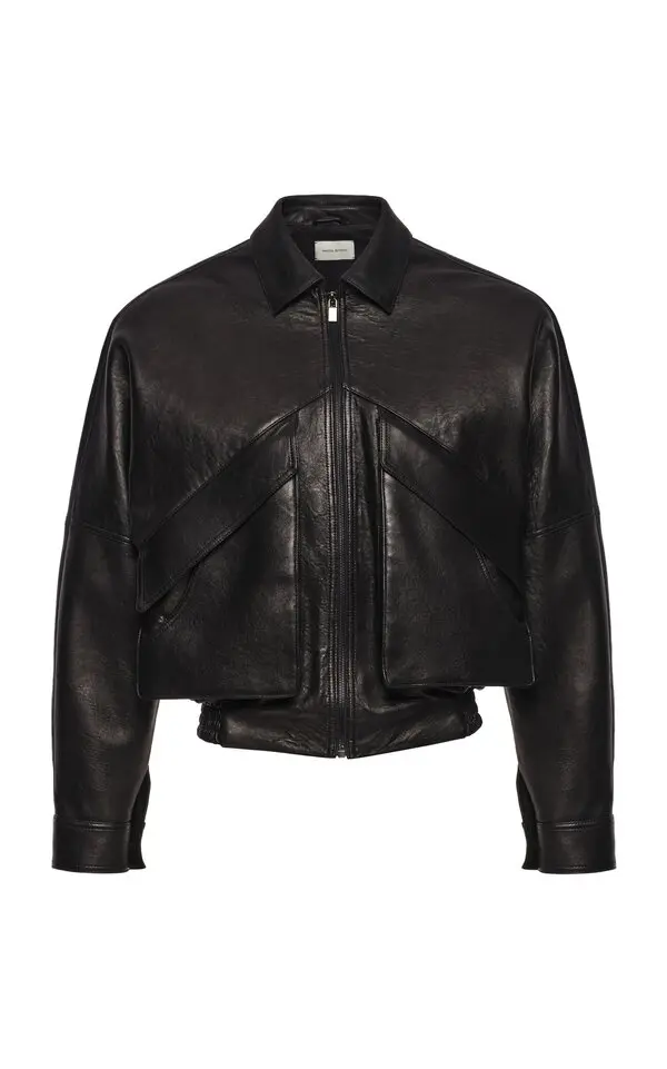 Magda Butrym Sheep Leather Bomber Jacket - Black